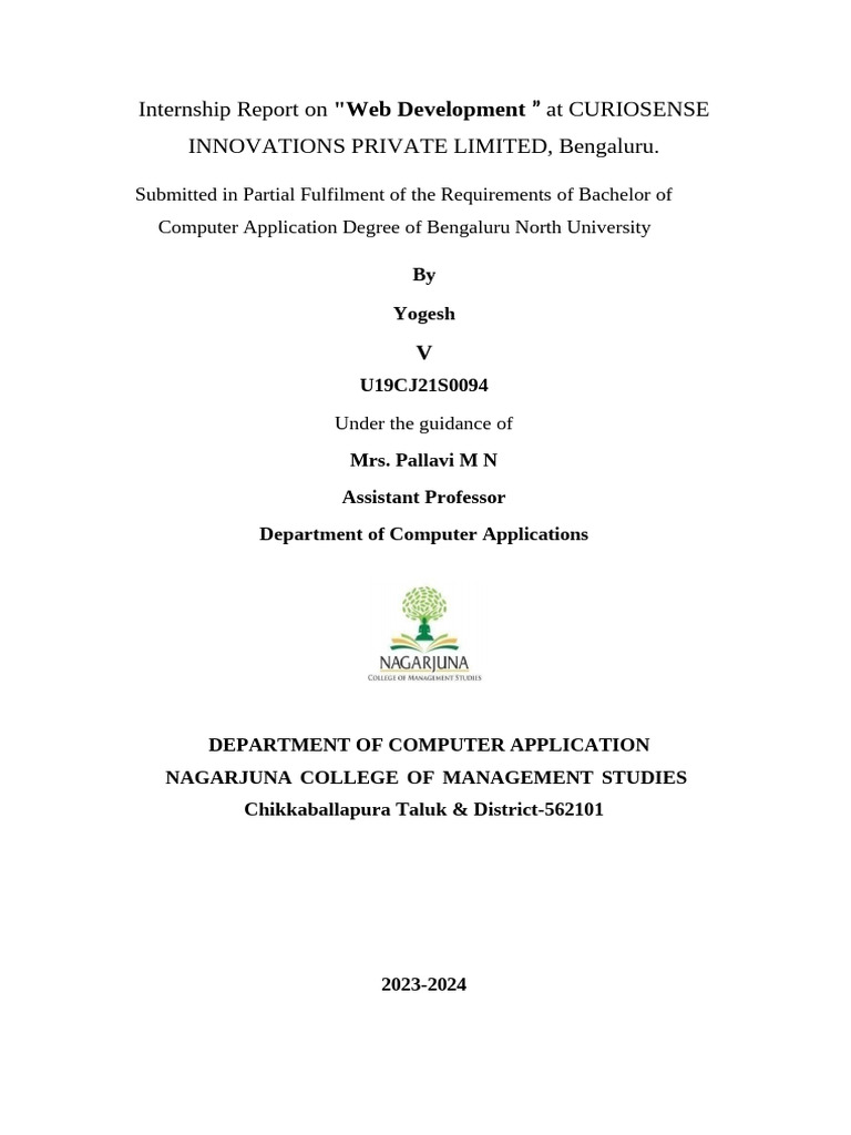 BCA Internship: Web Development | PDF | Html Element | World Wide Web