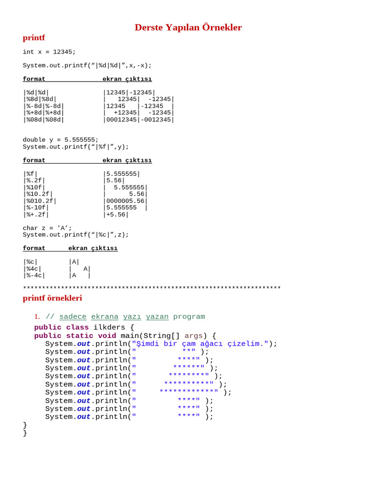 Derslerde Yapilan Ornekler 1 | PDF