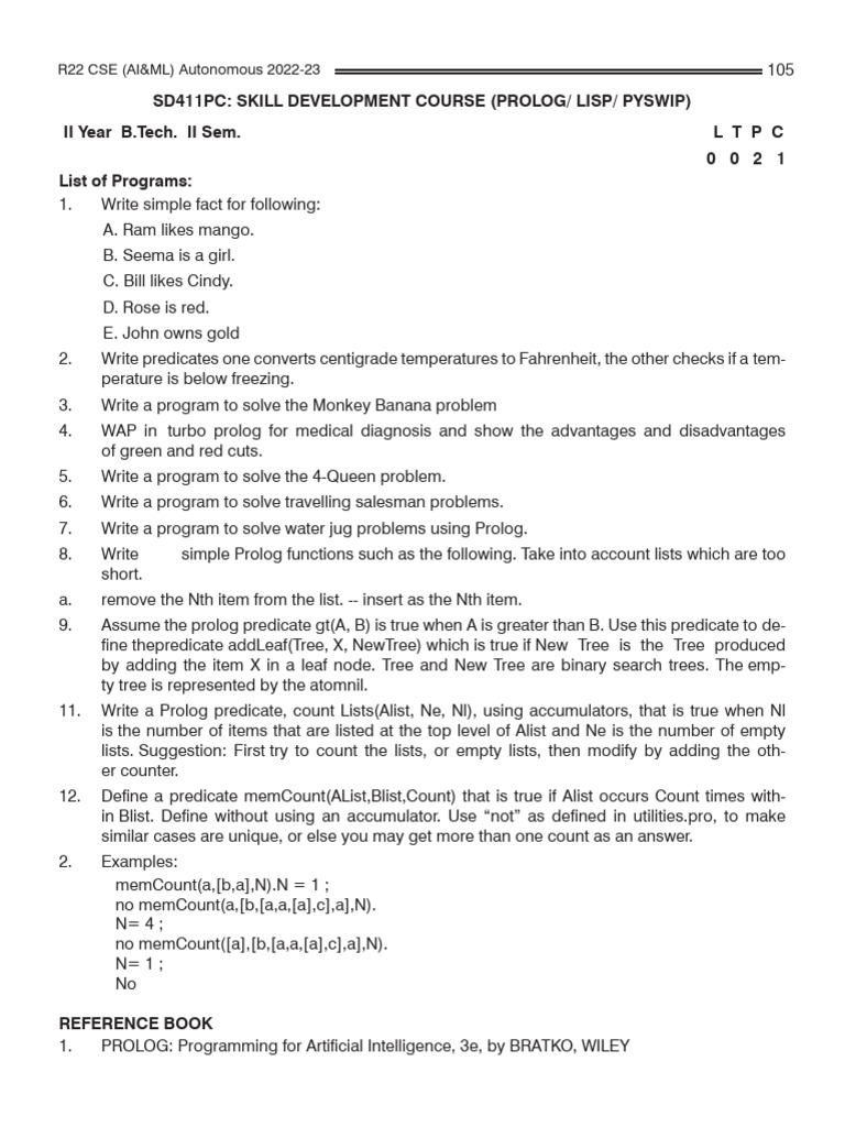 Prolog SDC Syllabus | PDF