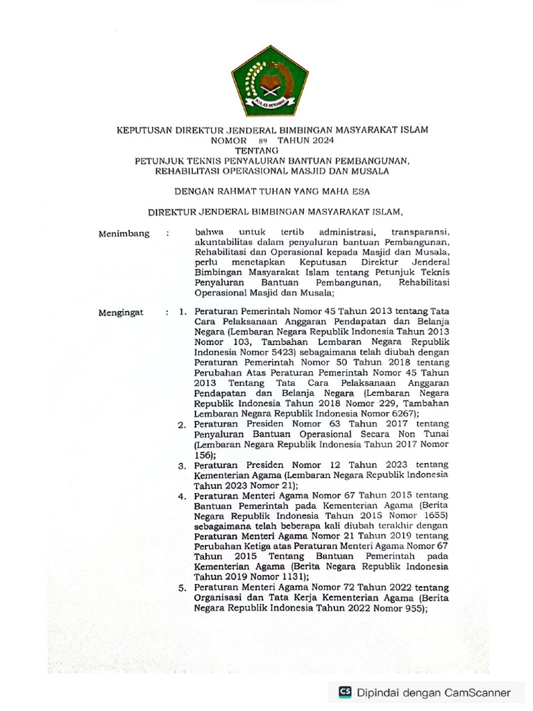 SK Nomor 89 Tahun 2024 | PDF