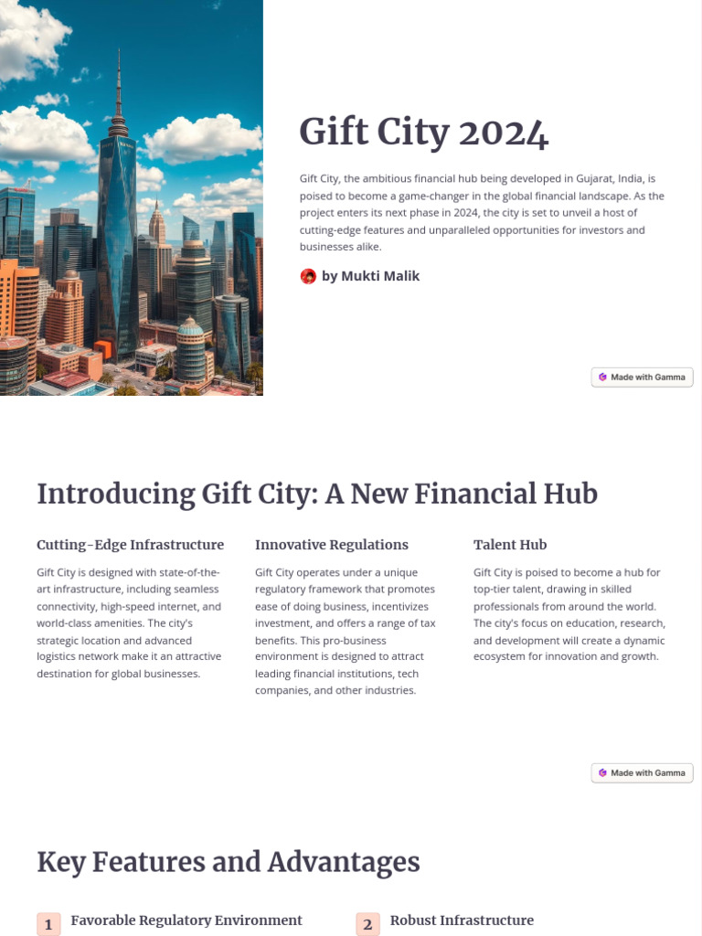 Gift City: Infrastructure & Investor Benefits | PDF | Infrastructure ...