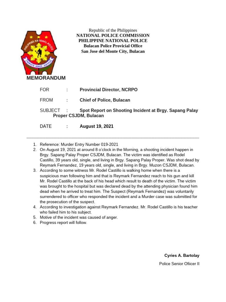 Spot Report Bartolay | PDF