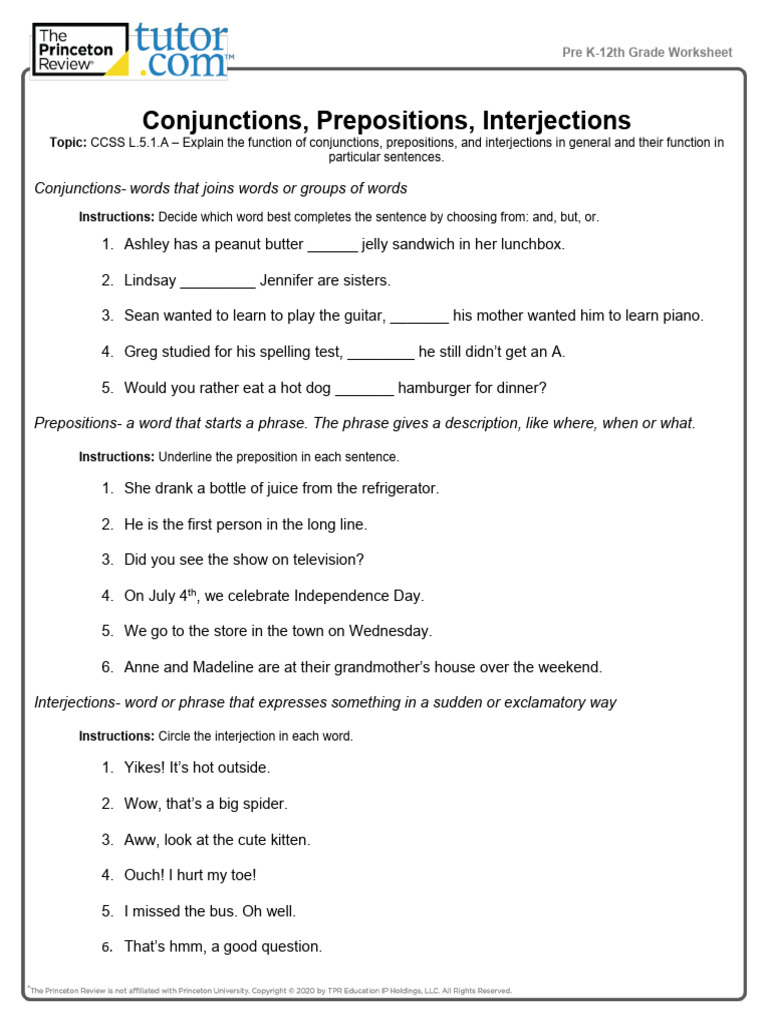 Conj. Prep. Interj. | PDF