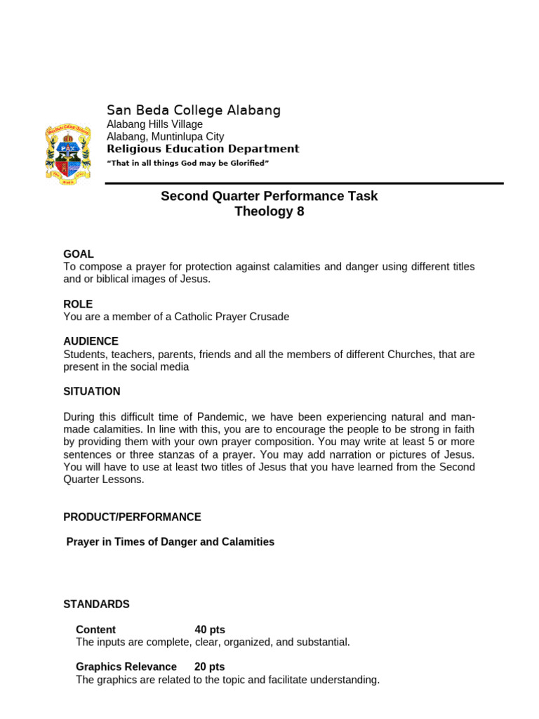 Grade 8 Performance Task - Second Quarter | PDF