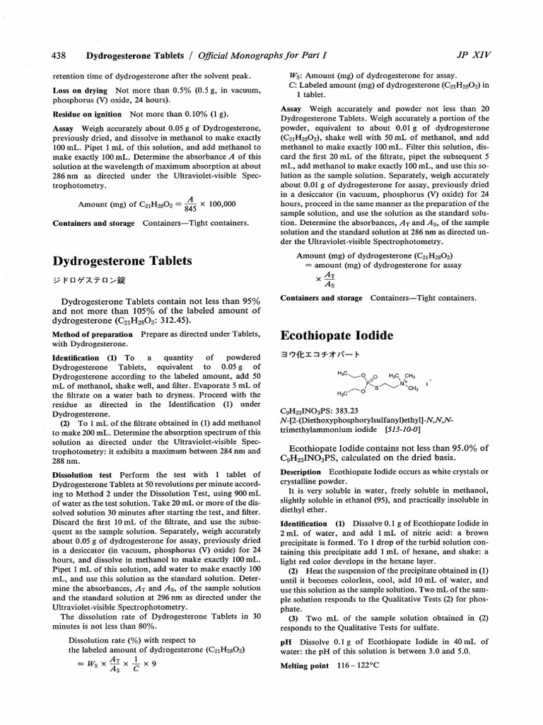 Dydrogesterone Tablets | PDF