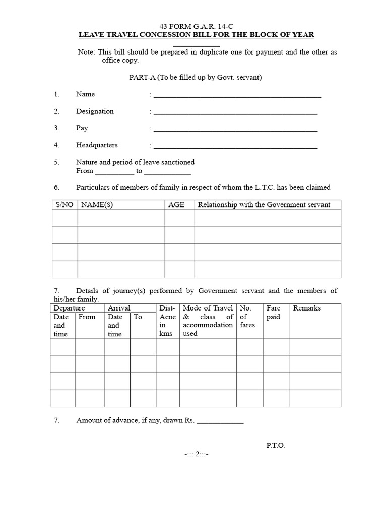 Leave Travel Concession Form 20210120120524 | PDF | Public Transport ...