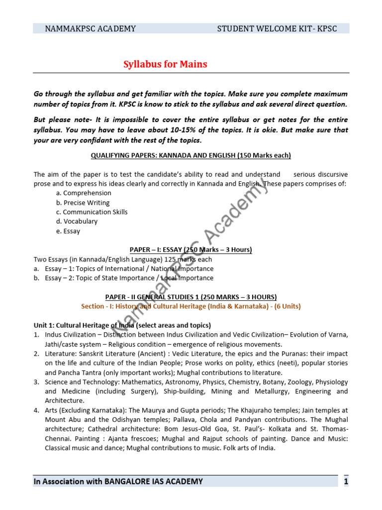 KAS Mains Syllabus 2021 New | PDF | Agriculture | Biotechnology
