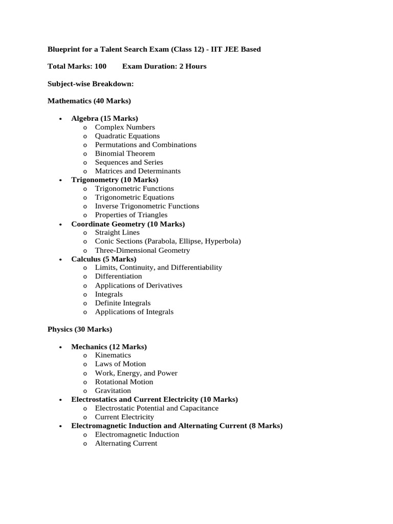 BITSAT Exam Blueprint Overview | PDF