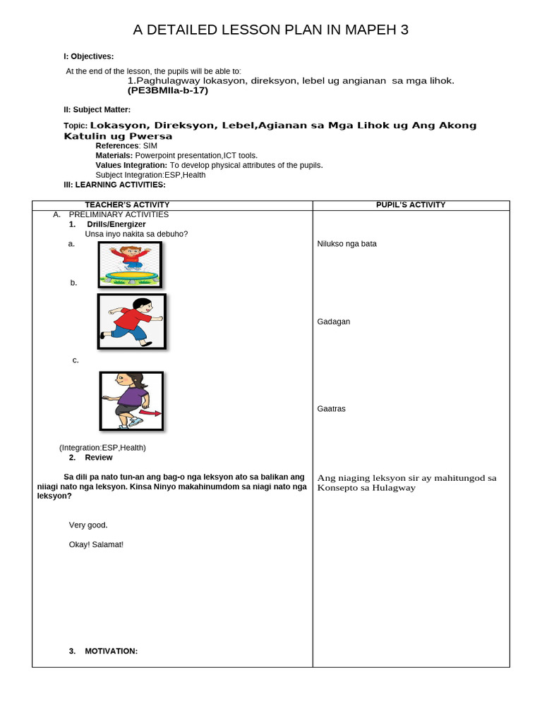 A Detailed Lesson Plan in Mapeh 3 Cot 2 | PDF