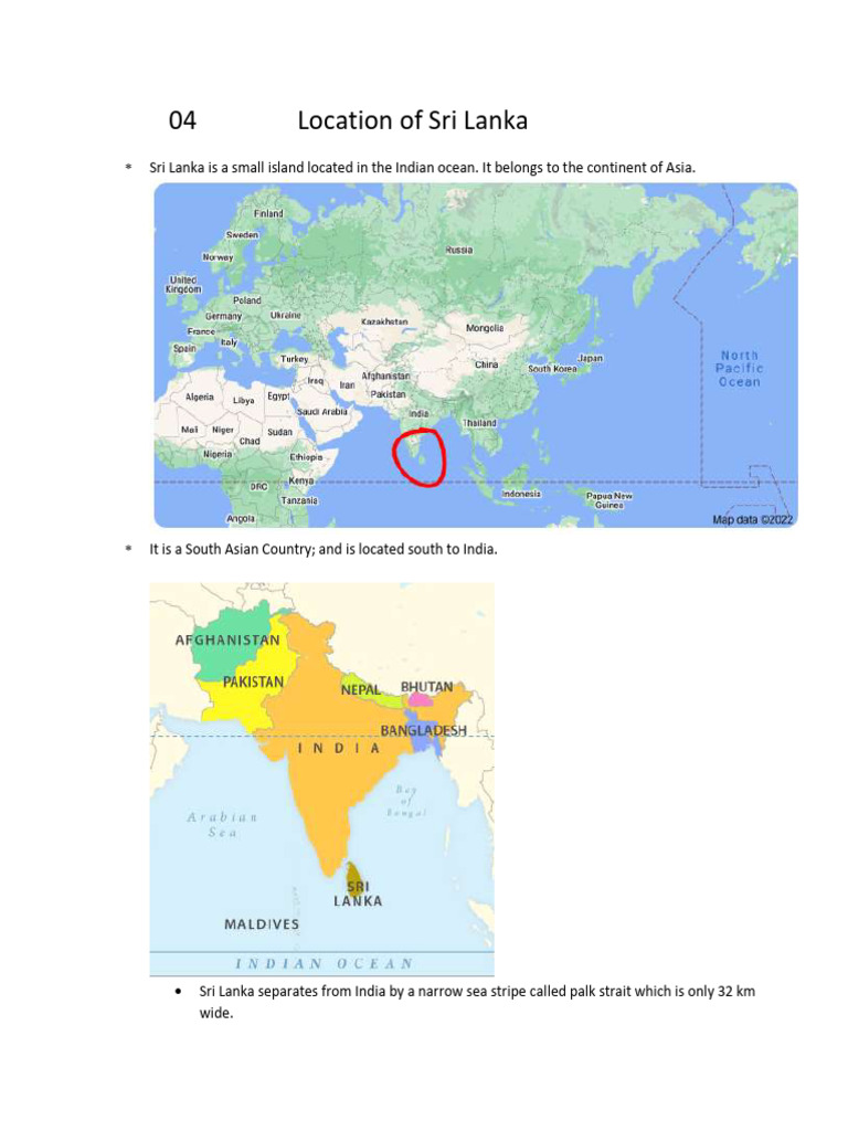 04 Location of Sri Lanka | PDF | Indian Ocean | Island