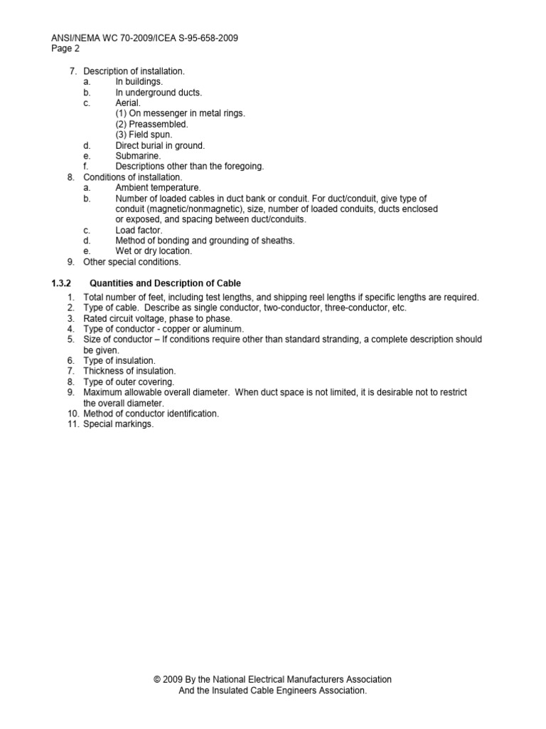 Cable Emergency Loading Capaciy Referance Nema WC-70 79 Page 9 | PDF