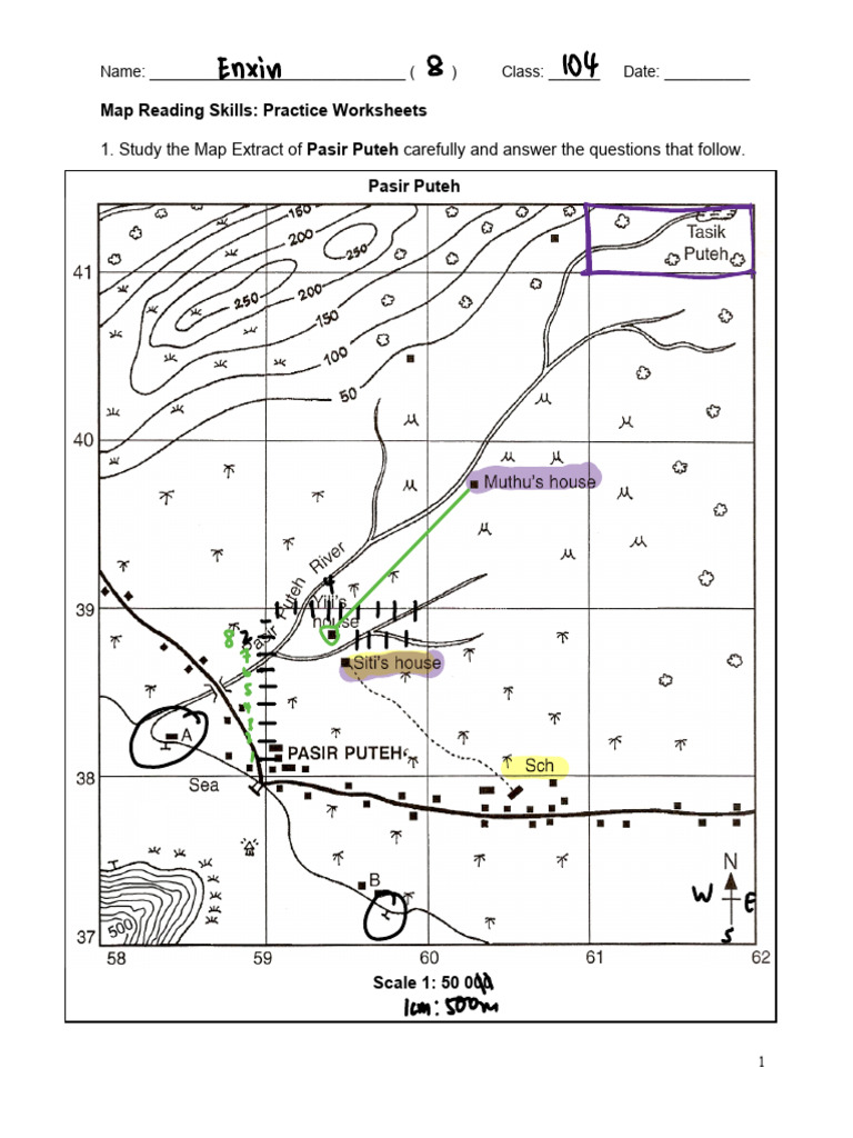 Map Reading Skills Practice Worksheets Term 1 RGS 2023 | PDF | Latitude ...