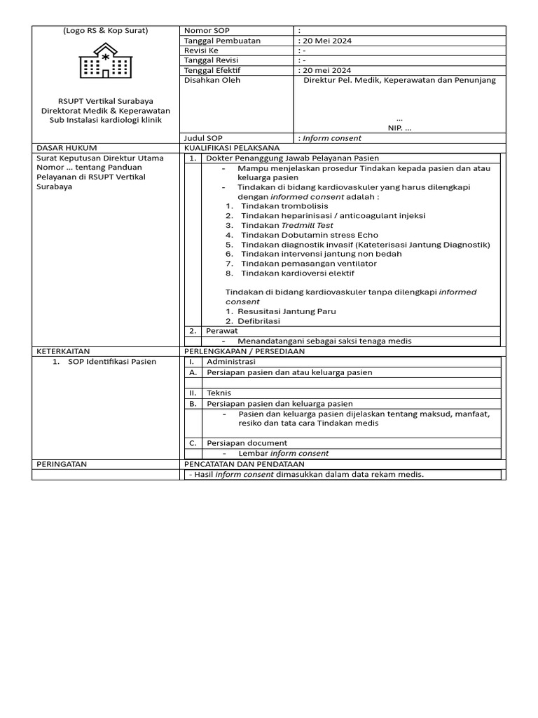 Sop Inform Consent | PDF