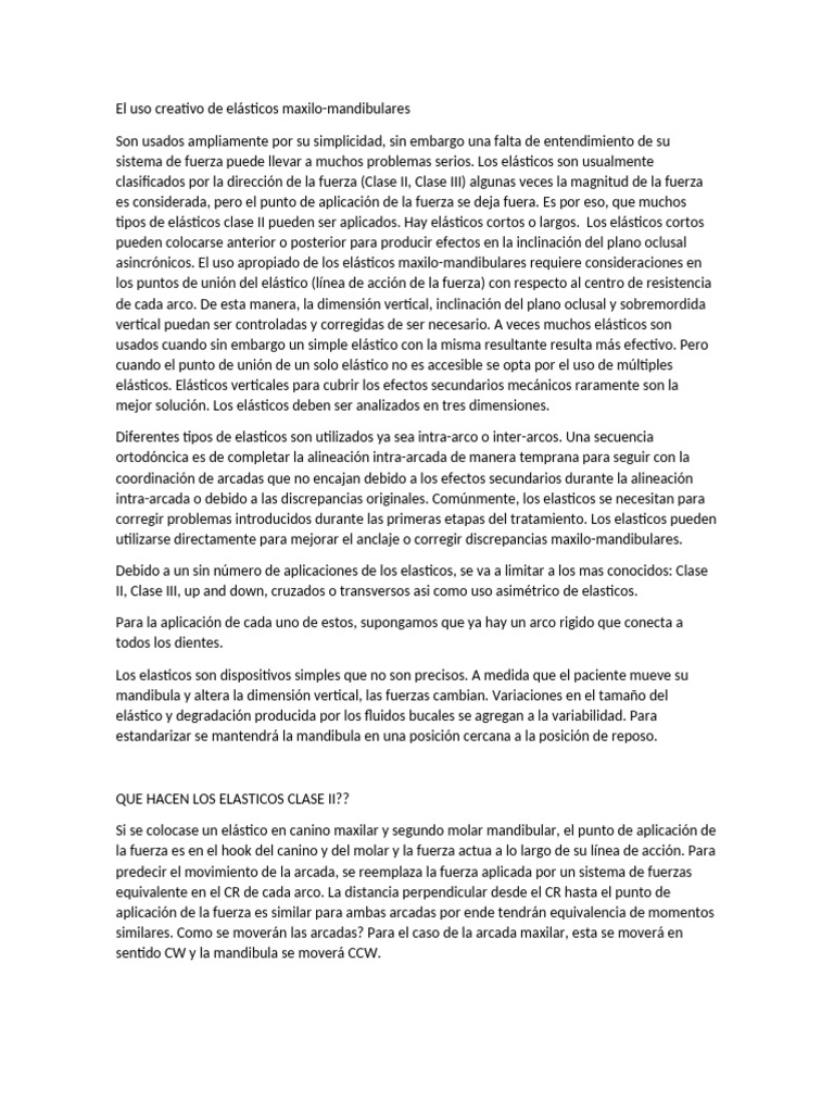Uso Creativo de Elásticos Maxilo-Mandibulares Burnstone & Choy | PDF ...