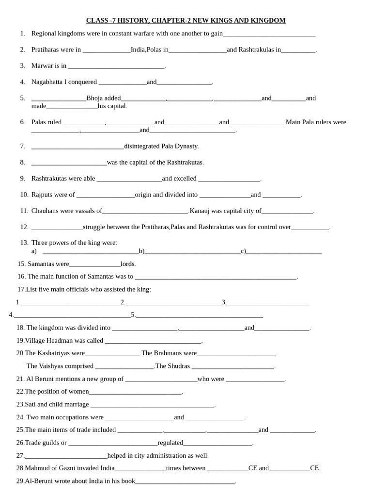 CHAPTER 2 History WKSHEET | PDF | South Asia