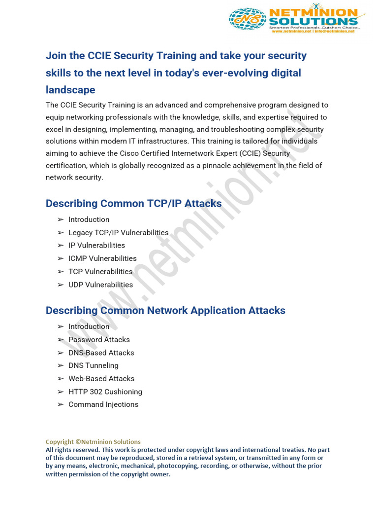 CCIE Security Course Content | PDF | Security | Computer Security