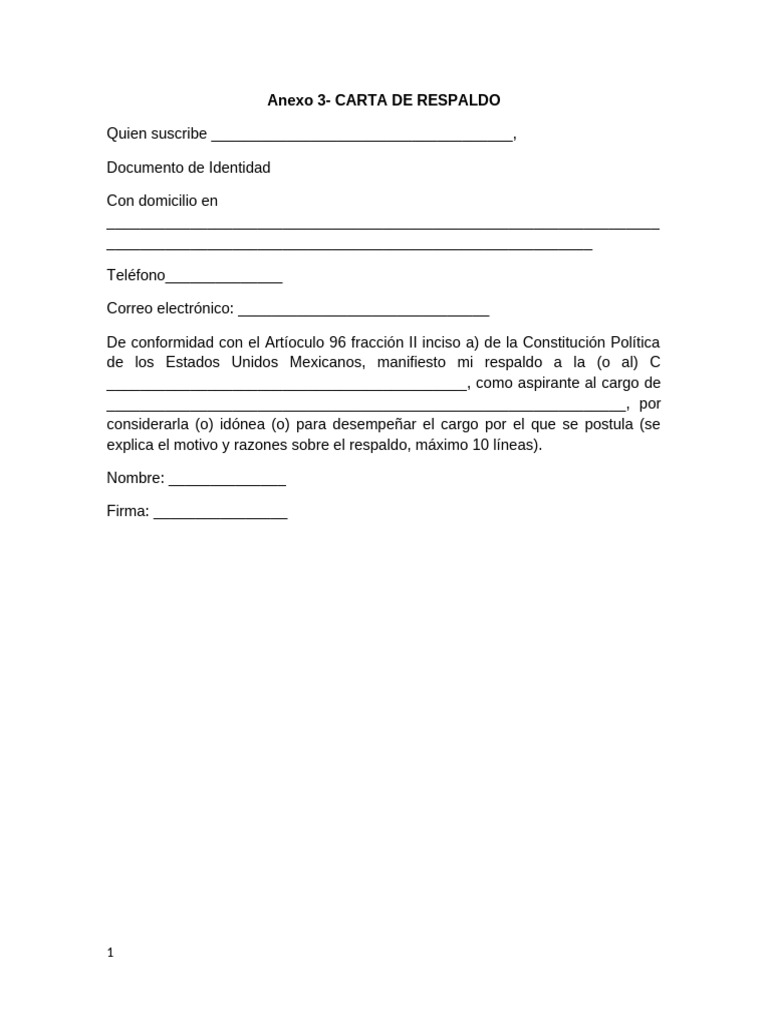 Plantilla 1. Carta de Respaldo | PDF | México | Gobierno