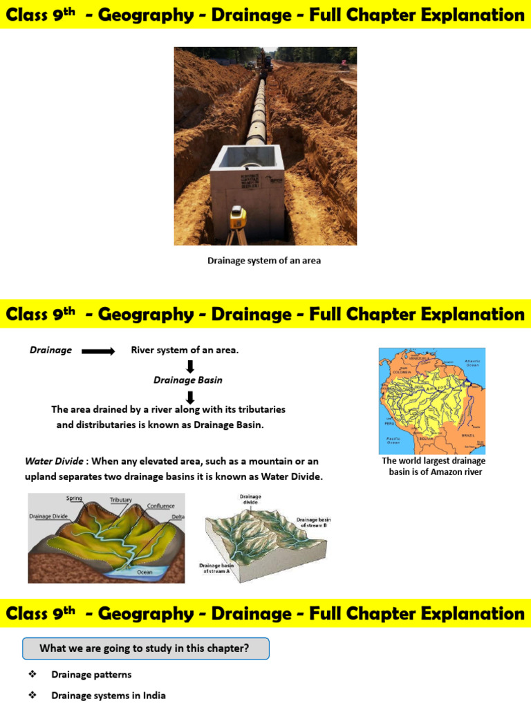 3.drainage Full Chapter Explanation | PDF | Indus River | Drainage Basin