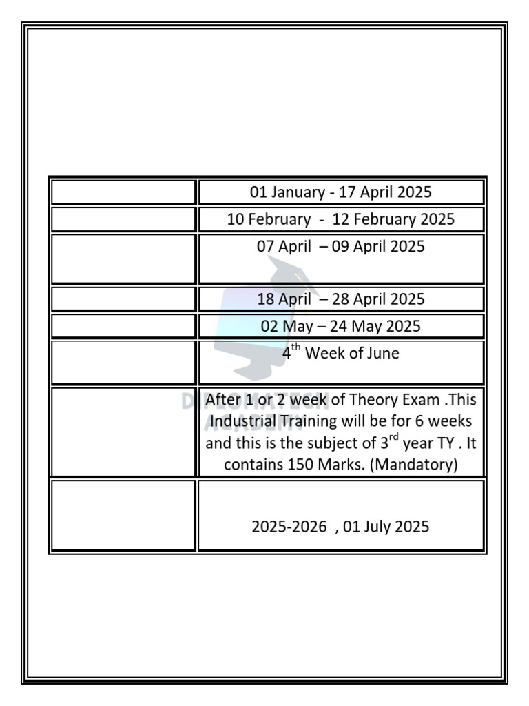 4th Semester Academic Calender | PDF