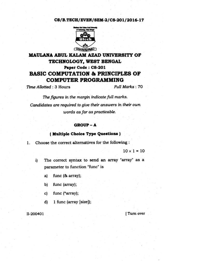 Computer Question Paper | PDF