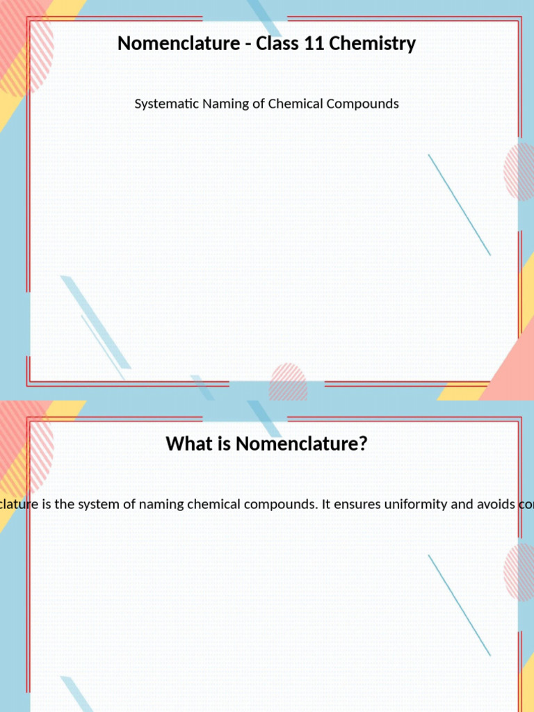 Nomenclature Class11 CustomTemplate | PDF