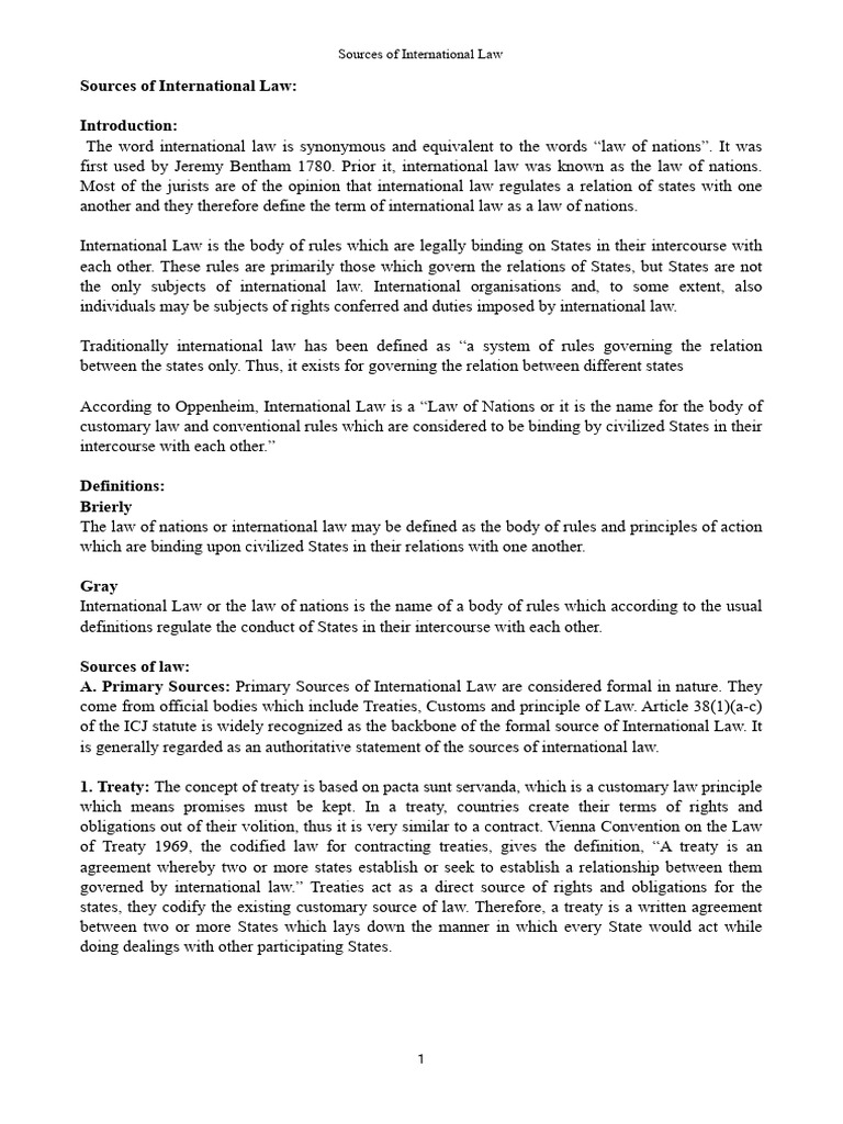 Key Sources of International Law Explained | PDF | International Law ...