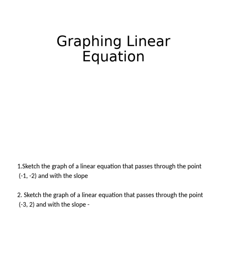 Graphing Linear Equation | PDF