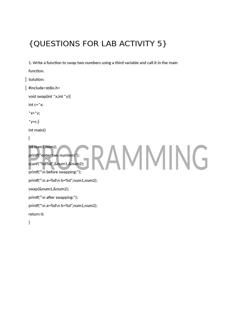 Lab Activity5 Vinay Kapoor Pdf Pointer Computer Programming Integer Computer Science 8509