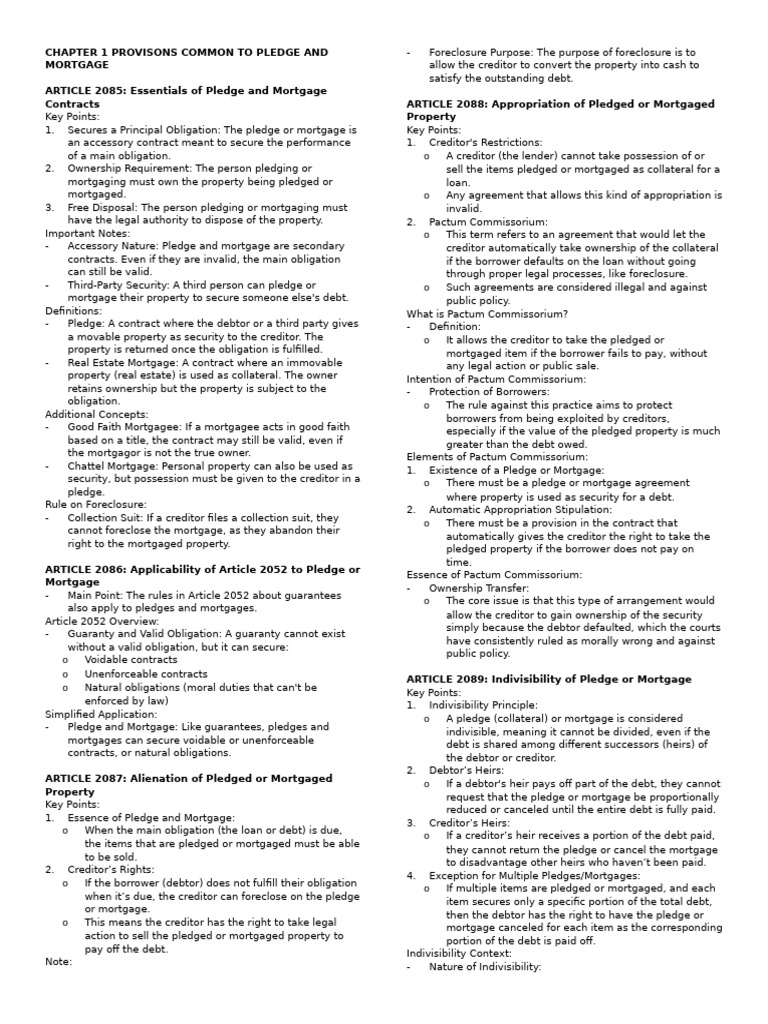 Pledge, Mortgage, Antichresis | PDF | Mortgage Law | Mortgages