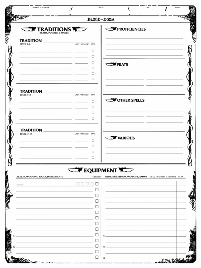 Character Sheet - Class | PDF