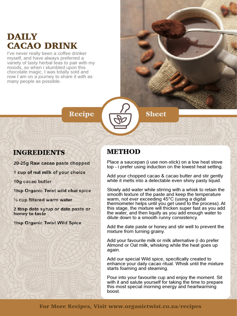 Daily Cacao Drink Recipe Guide | PDF | Drink | Foods