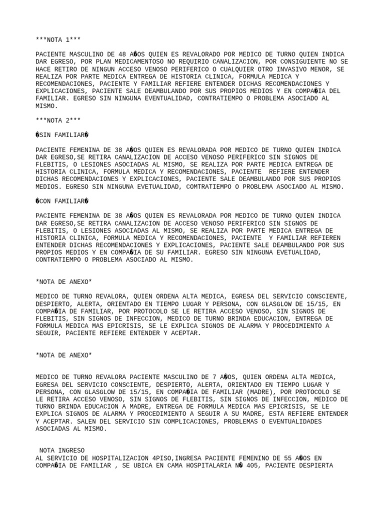 Nota Egreso Basico Jf Ggn | PDF | Causas de la muerte | Ciencias de la Salud