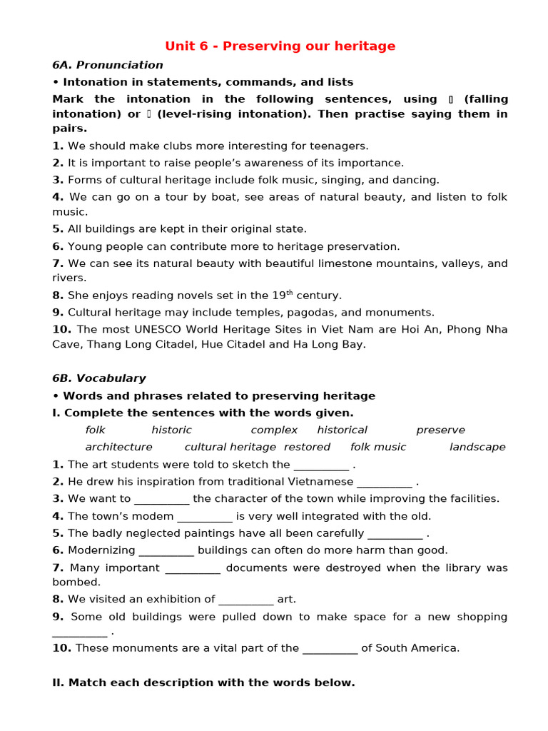 Unit 6 - Preserving Our Heritage | PDF | Angkor | Angkor Wat