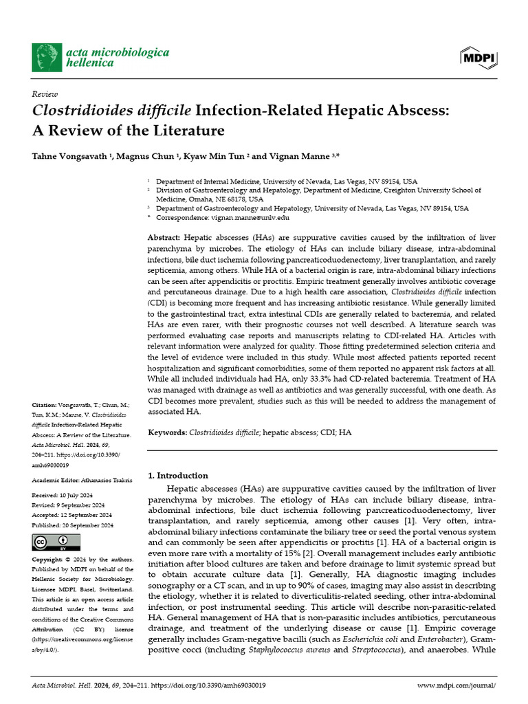 C Diff Infection Related Hepatic Abscess - Tahne Et Al | PDF | Clinical ...