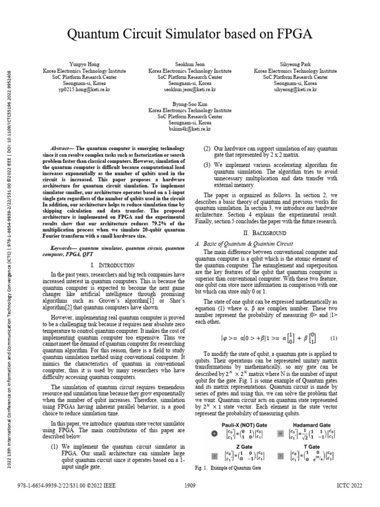 2 Quantum Circuit Simulator Based On Fpga Pdf Quantum Computing Computer Engineering