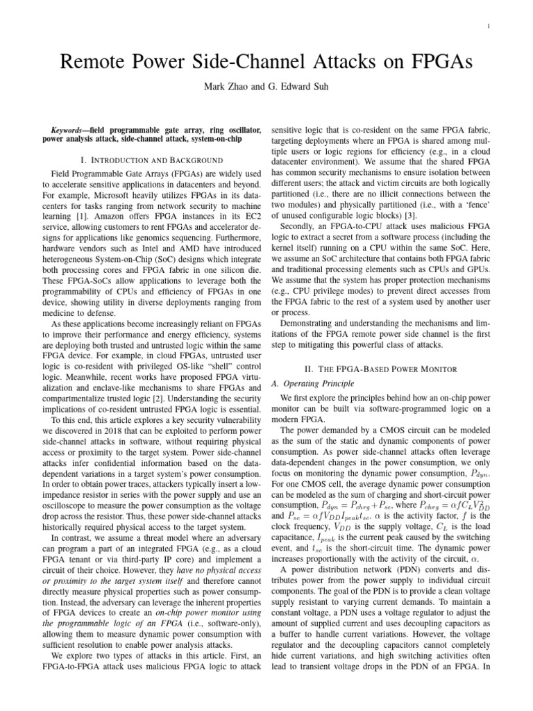 3 Remote - Power - Side-Channel - Attacks - On - FPGAs | PDF | Field Programmable Gate Array ...