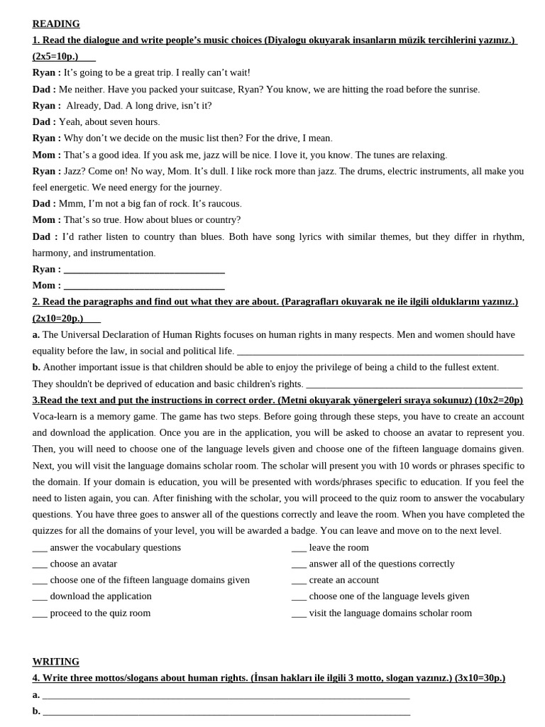 Grade 12 - 2. Exam Sample (Notifier) | PDF