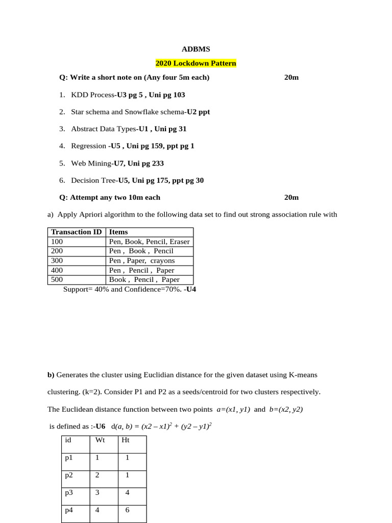 adbms questions imp | PDF