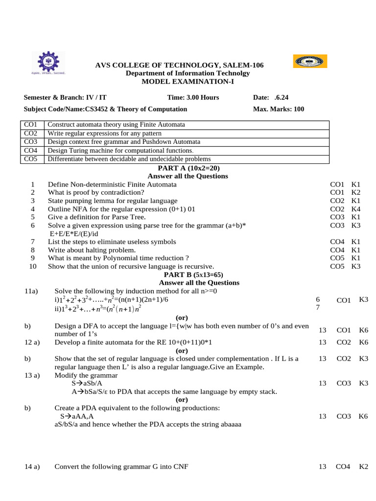 toc model | PDF | Automata Theory | Theoretical Computer Science