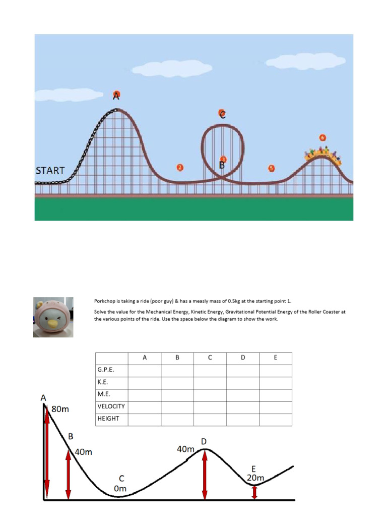Roller Coaster Energy Calculations | PDF
