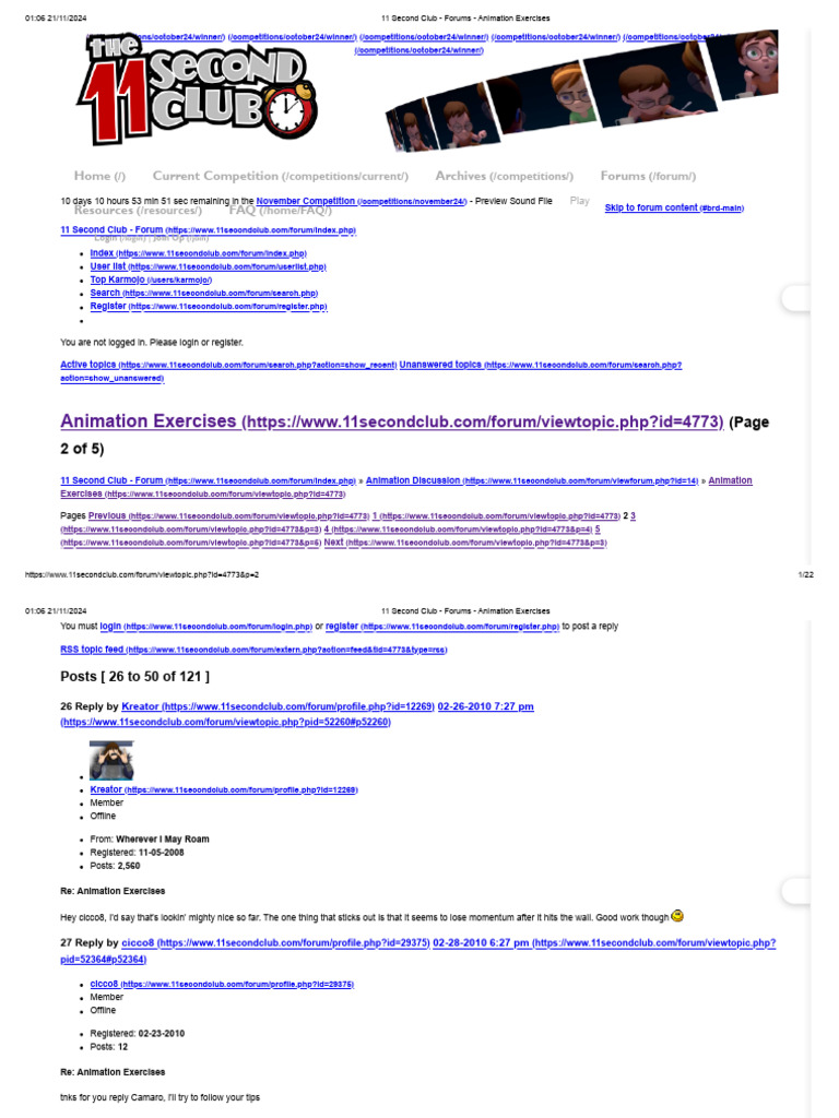 11 Second Club - Forums - Animation Exercises - Pass2 | PDF | Internet ...