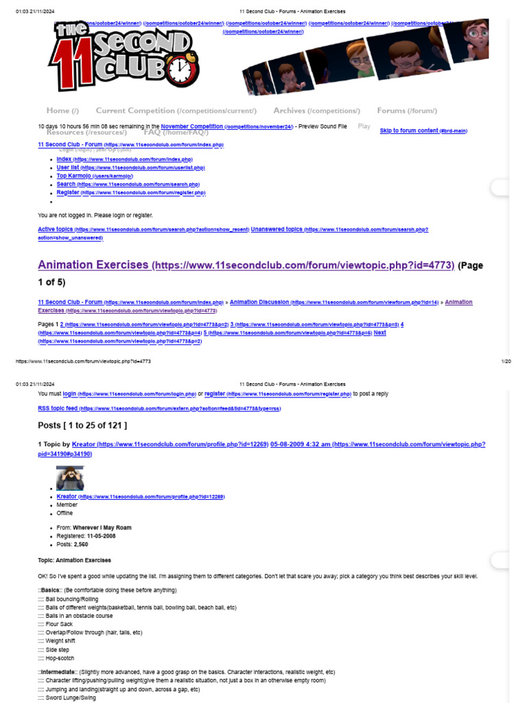 Animation Exercises for 11 Second Club | PDF | Internet Forum