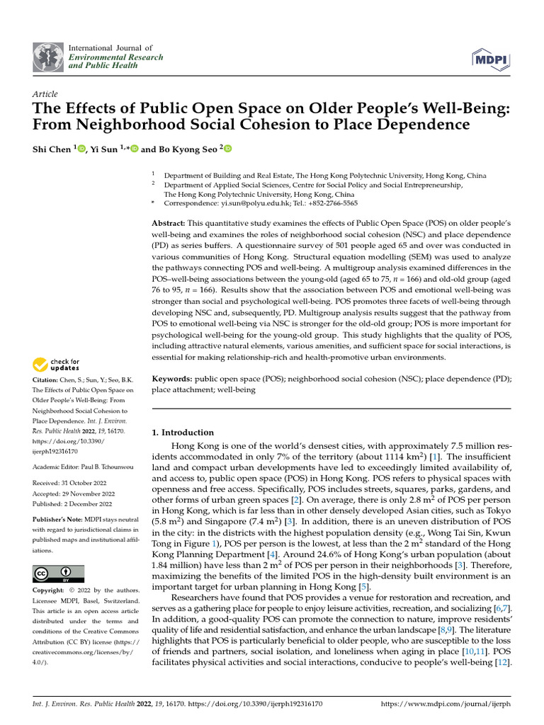 The Effects of Public Open Space On Older People's Well-Being - From ...