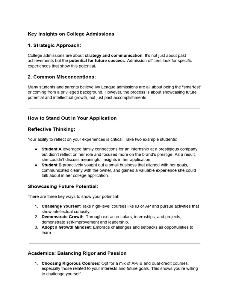 Strategies for Ivy League Admissions Success | PDF | Sat | College ...