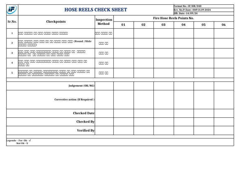 24D. IF-HR-24D - Hose Reels Check Sheet | PDF