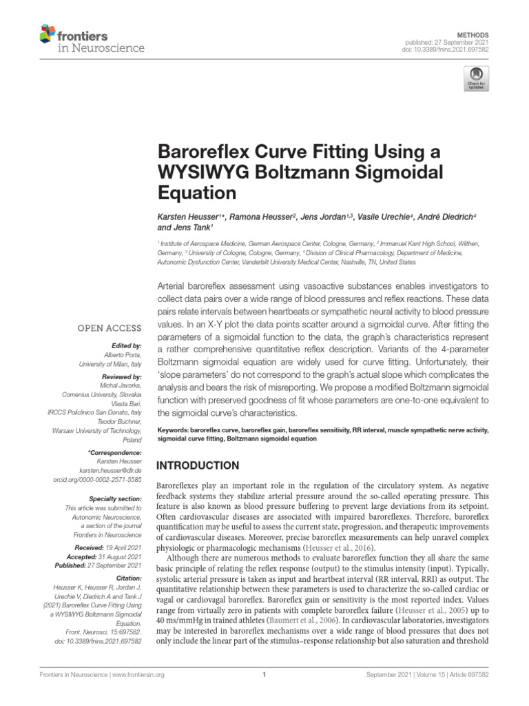 Baroreflex Curve Fitting Using A WYSIWYG Boltzmann | PDF | Blood ...