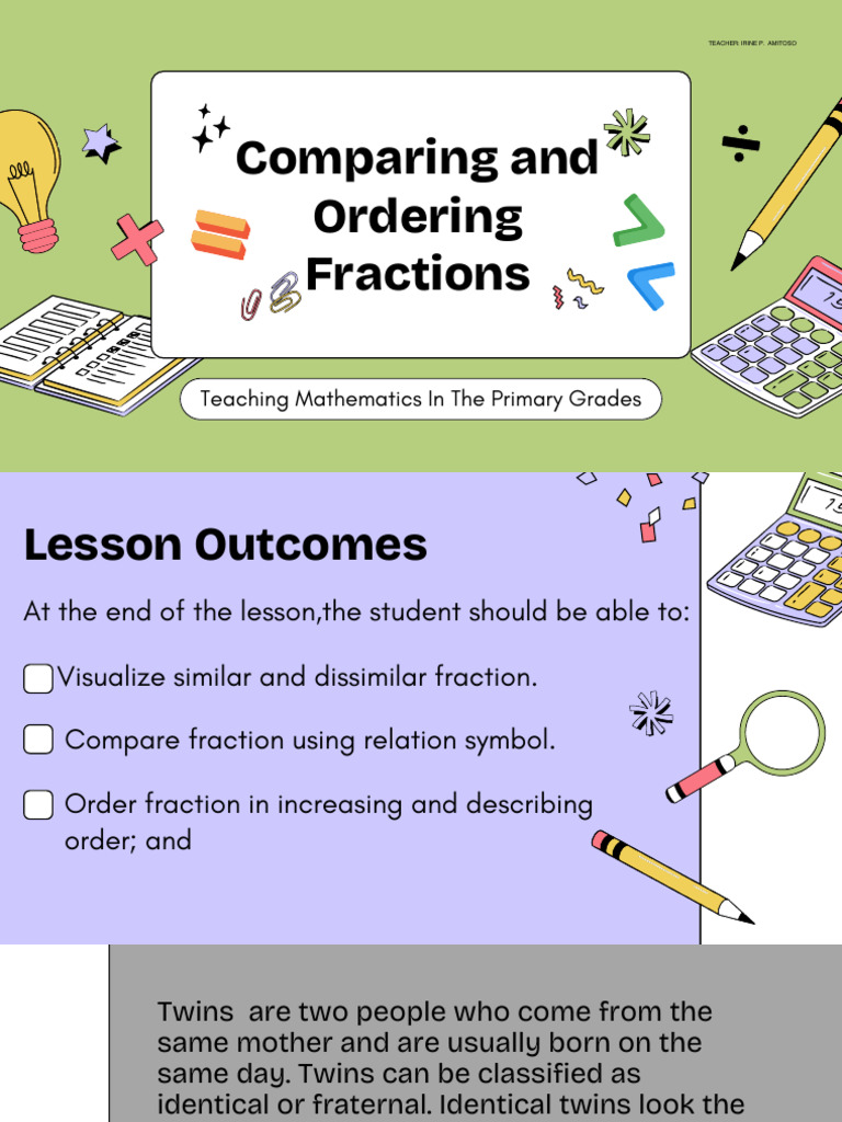 Comparing and Ordering Fractions | PDF