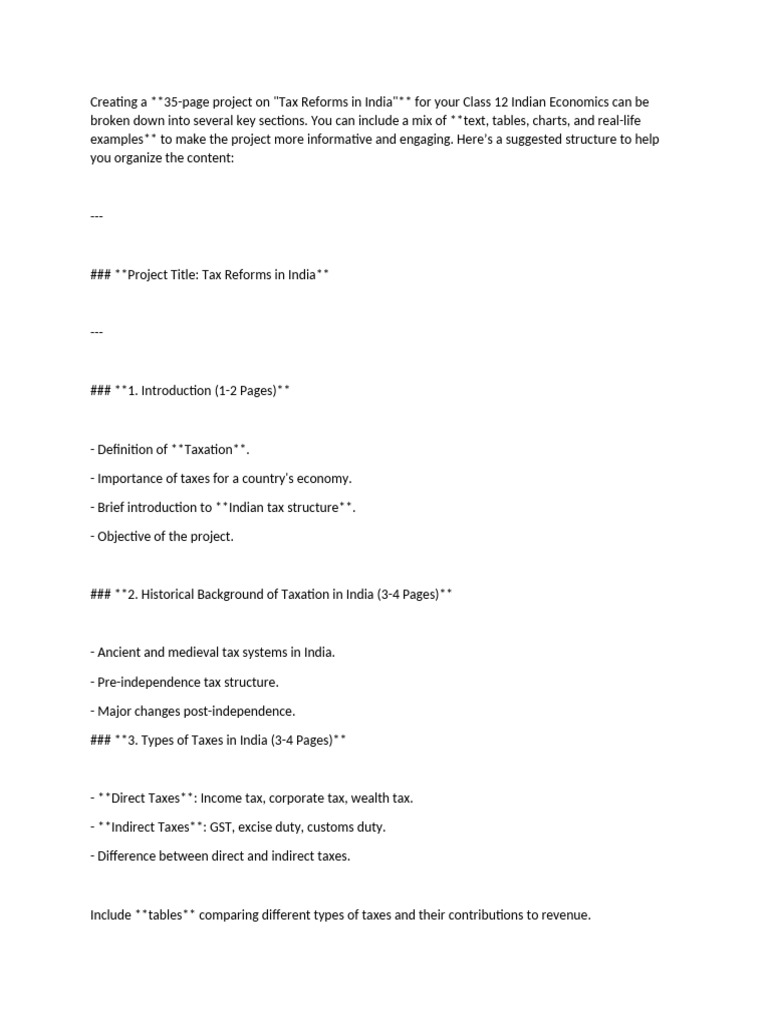 Economics Project Class 12 2024 Summary | PDF | Taxes | Direct Tax