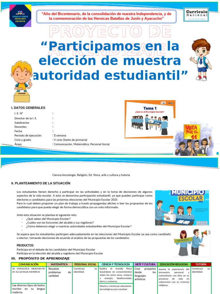Elecciones Estudiantiles Primaria | PDF | Aprendizaje | Metodología de ...