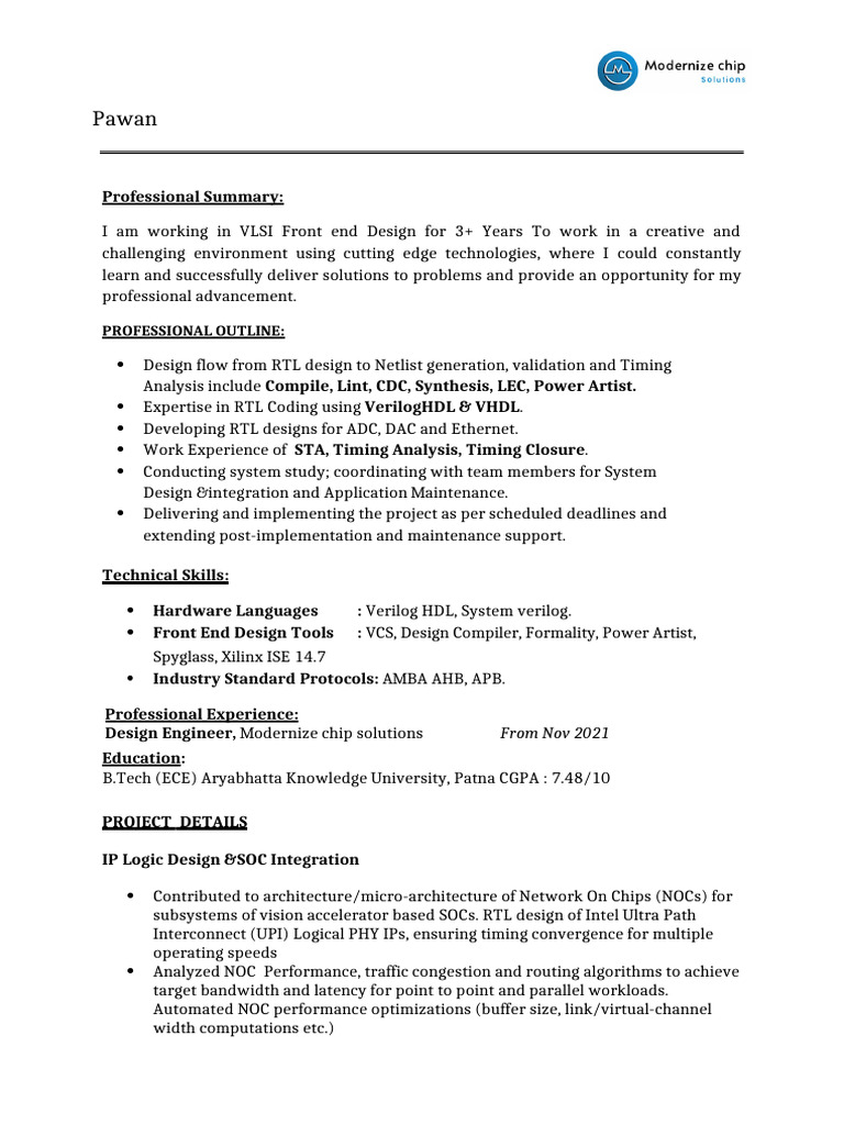 Modernize Design Pawan 4yrs+ | PDF | Hardware Description Language ...